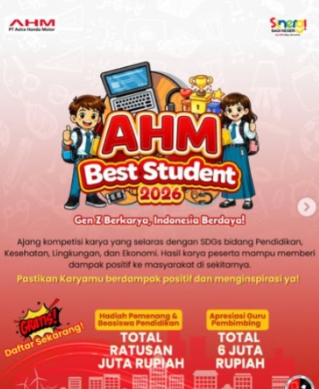 Pendaftaran AHM Best Student 2026 Dibuka, Astra Motor Bengkulu Ajak Gen ...