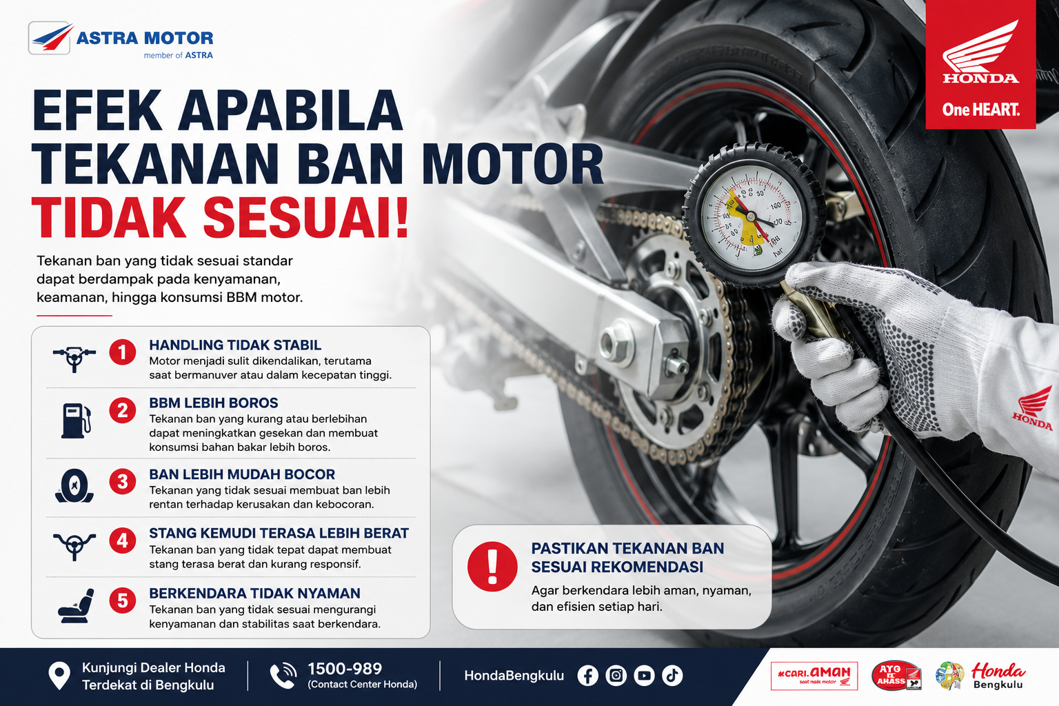 Astra Motor Bengkulu Edukasi Pentingnya Tekanan Ban Sesuai Standar ...